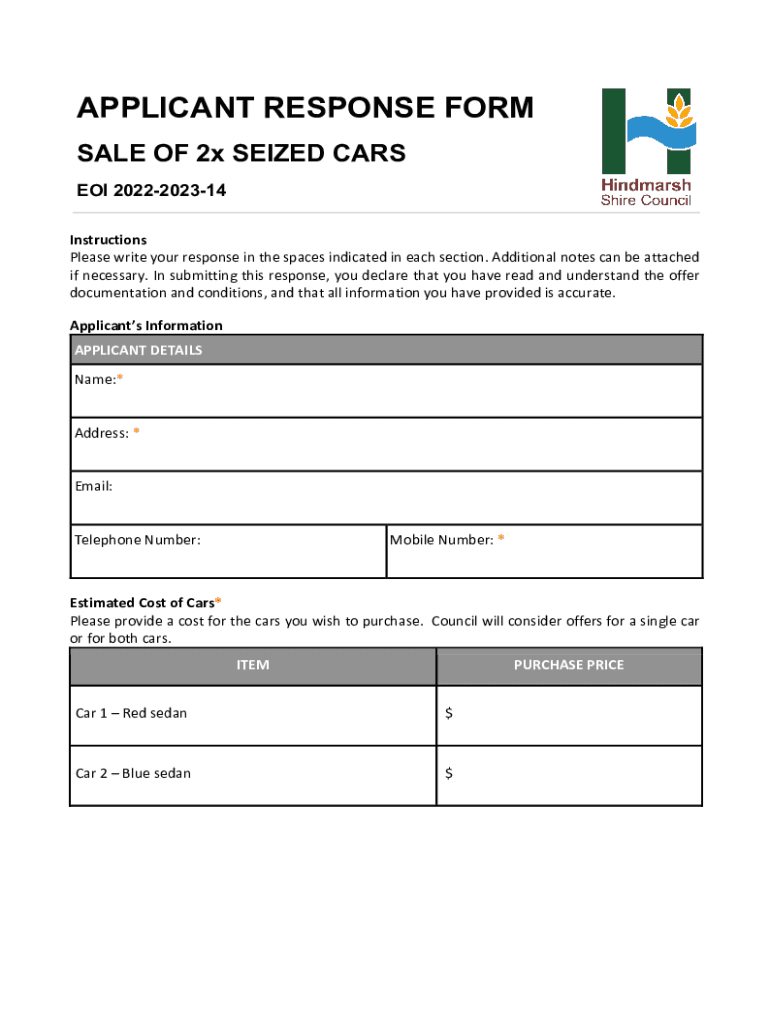 Fillable Online APPLICANT RESPONSE FORM Fax Email Print - pdfFiller