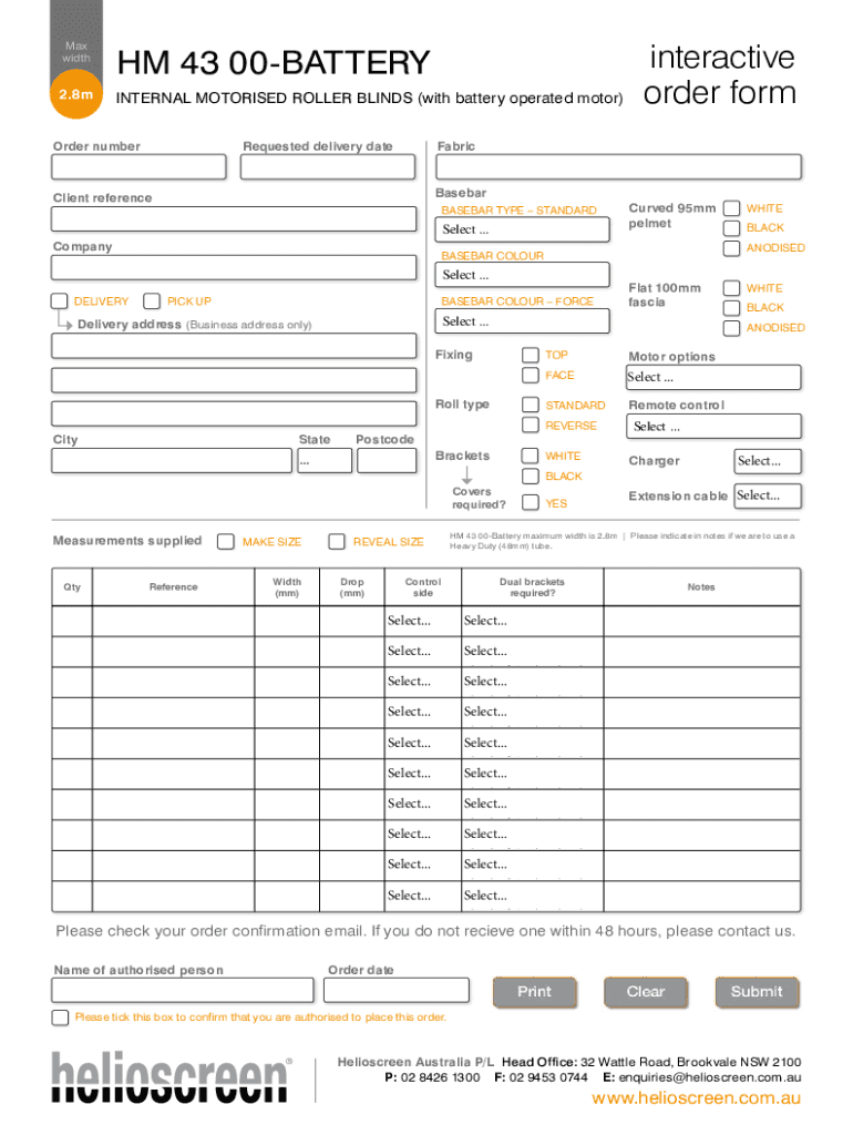 Fillable Online interactive order form HM 43 00-BATTERY - Helioscreen ...