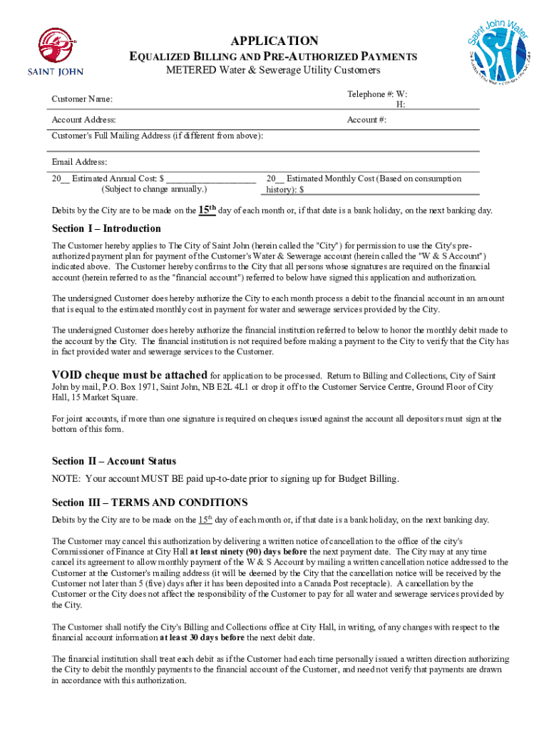 Fillable Online METER - Budget Billing Form - EN Fax Email Print ...