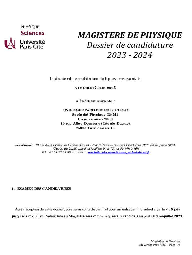 Remplissable En Ligne Fact Sheet 2023 - 2024 UNIVERSIT PARIS CIT Fax Email Imprimer - pdfFiller