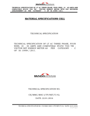 Fillable Online Technical specification of 10-40 Amp meters with Net Metering Arrangement.doc ...