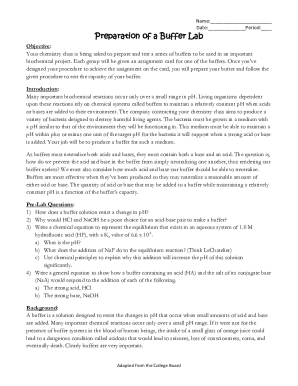 Fillable Online Buffer Solution - Acidic and Basic Buffers ...