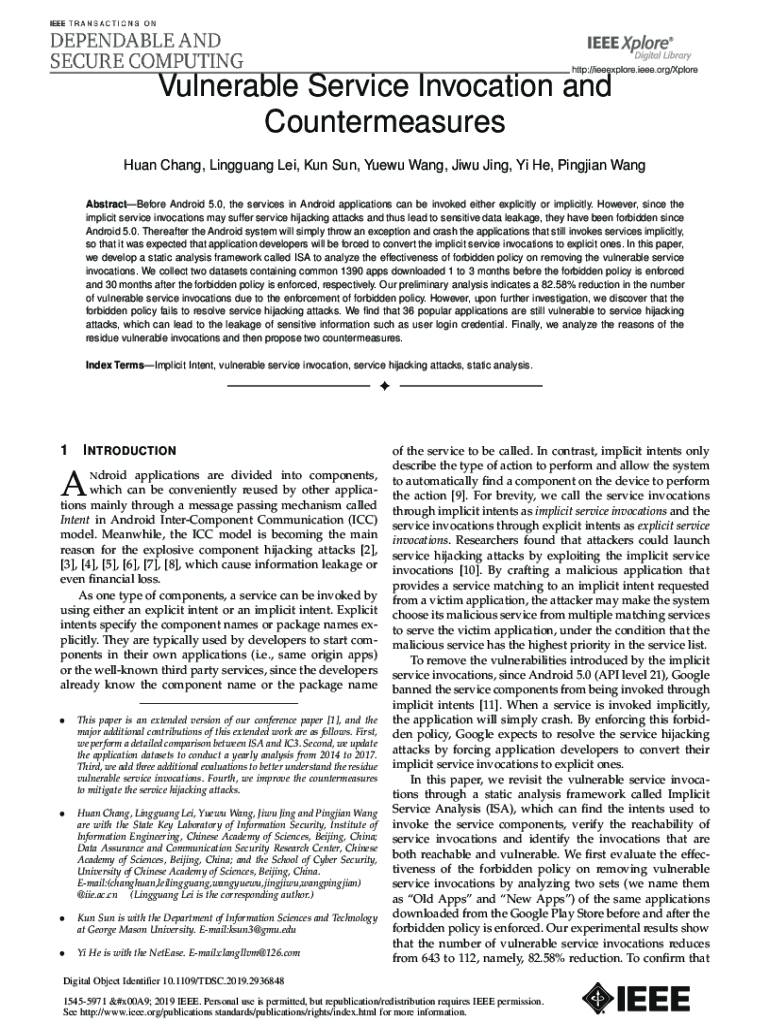 Fillable Online ieeexplore ieee Vulnerable Service Invocation and ...