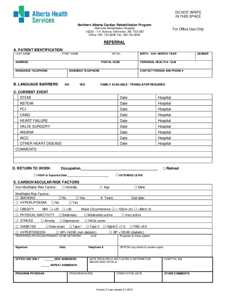 Fillable Online Glenrose Rehab Hospital Adult Brain Injury Inpatient ... Fax Email Print - pdfFiller