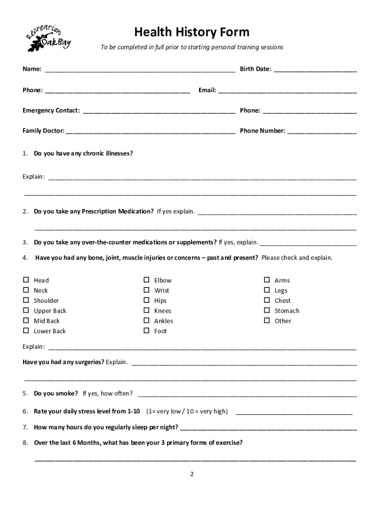 Fillable Online PAR-Q - G-Fitness Personal Training Form Template Fax ...