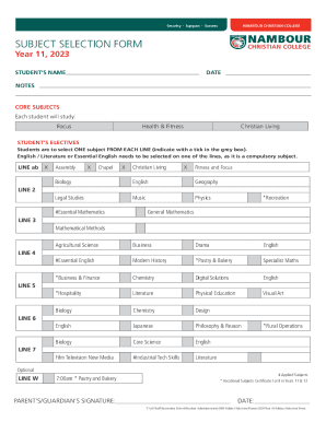 Fillable Online Subject Selection Form NCC Onboarding Fax Email Print - pdfFiller