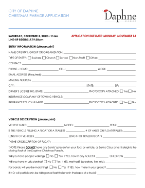 Fillable Online city of daphne christmas parade application Fax Email Print - pdfFiller