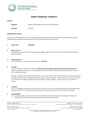 Fillable Online SAMPLE PRINCIPAL CONTRACT Fax Email Print - pdfFiller