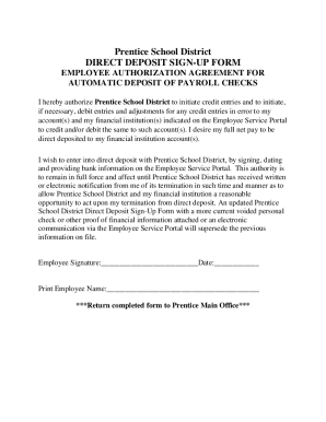 Fillable Online Prentice School District DIRECT DEPOSIT SIGN-UP FORM ...