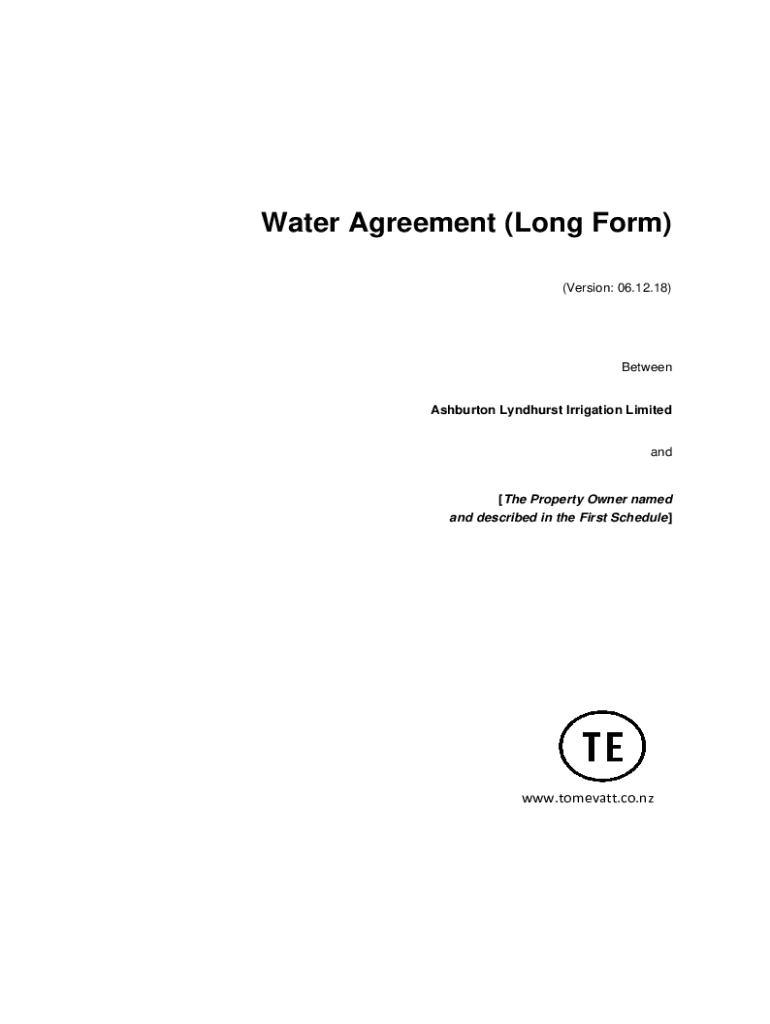 Fillable Online Water Agreement (Long Form) Fax Email Print - pdfFiller