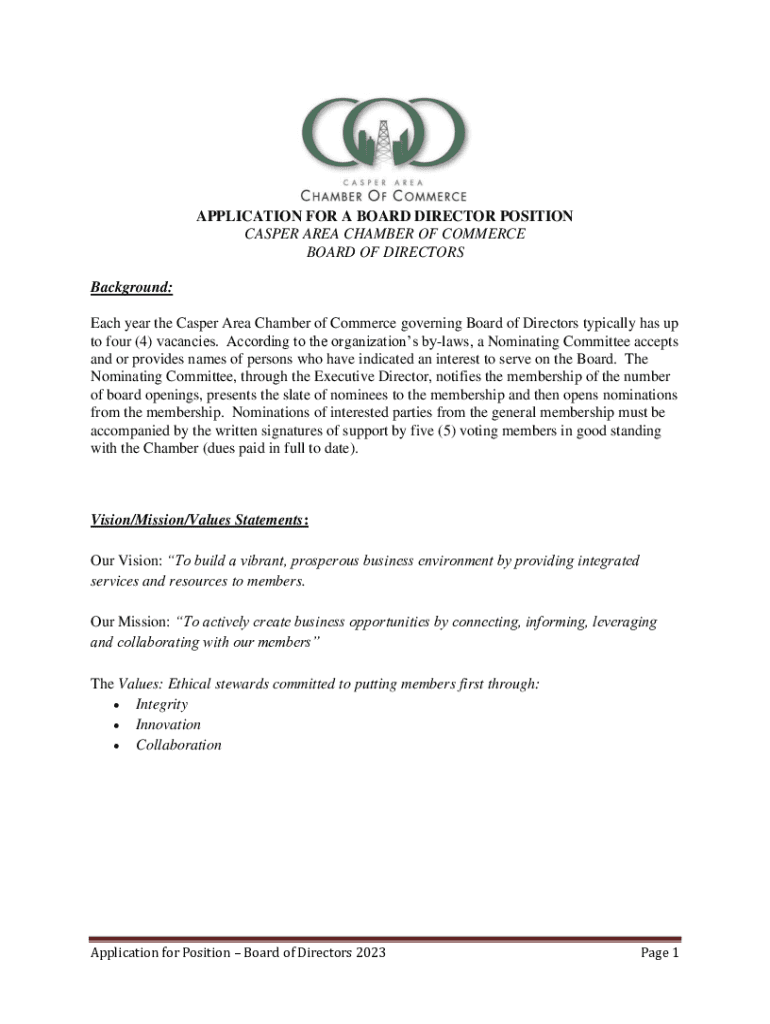 Fillable Online application for a board director position Fax Email ...