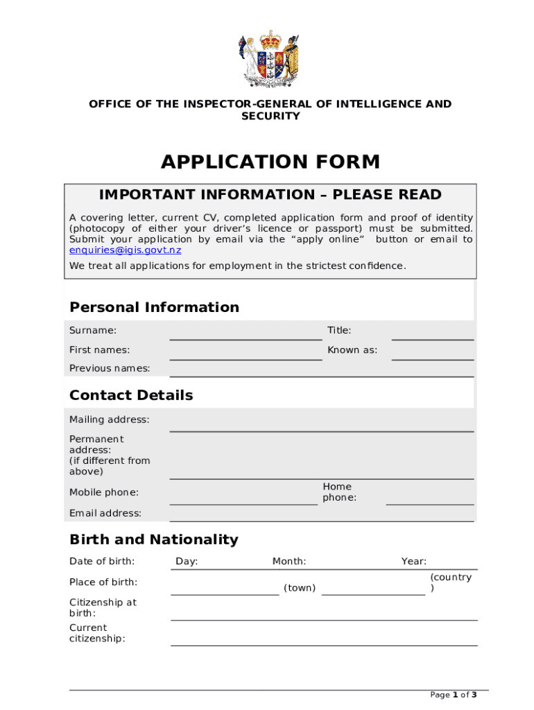 application important ination please read - igis govt Doc Template | pdfFiller