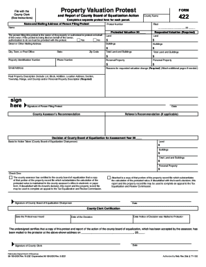 Fillable Online Form 422 - Property Valuation Protest Fax Email Print ...