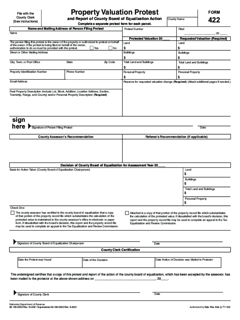 Fillable Online Form 422 - Property Valuation Protest Fax Email Print ...