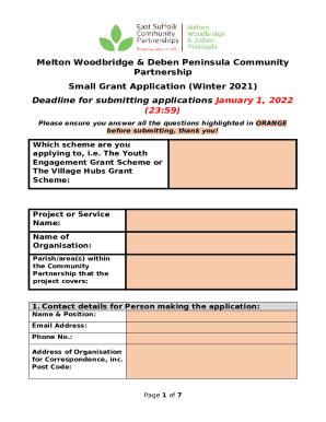 Melton Small grant application word Doc Template | pdfFiller