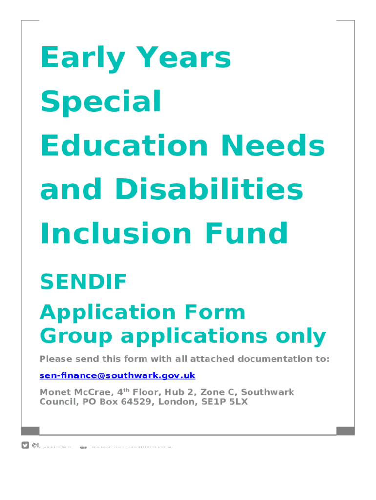 Early Years Special Education Needs and Disabilities Inclusion Fund ...