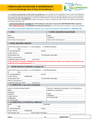 Remplissable En Ligne FORMULAIRE OUVERTURE D'ABONNEMENT Faxer Email Imprimer - pdfFiller