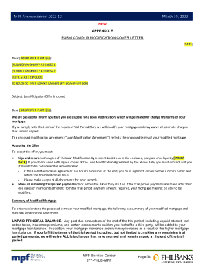 Fillable Online Appendix E: COVID-19 Modification Cover Letter Fax ...