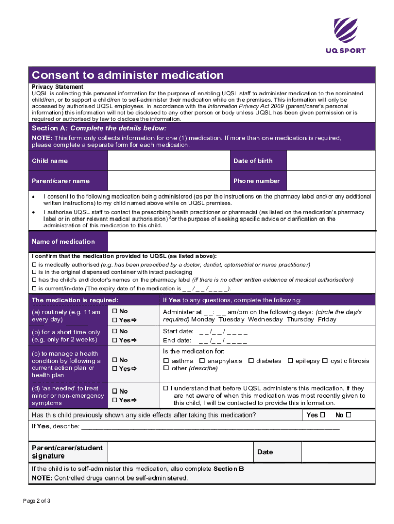 Fillable Online Medication Consent Form Template Fax Email Print - pdfFiller