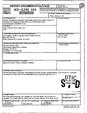 Fillable Online Ada Compiler Validation Summary Report: Certificate ...