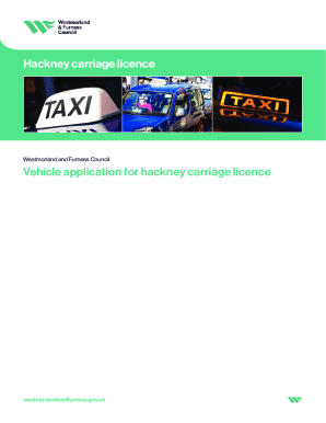 Fillable Online Vehicle application for hackney carriage licence Fax ...