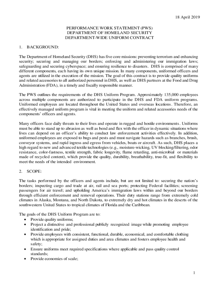 Fillable Online SOW DEPARTMENT OF HOMELAND SECURITY Fax Email Print ...