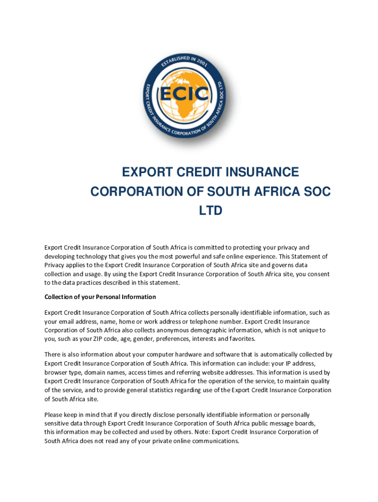 Fillable Online Overview of the Export Credit Insurance Corporation of ...