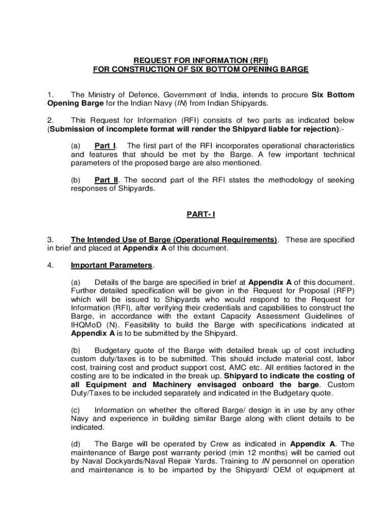 Fillable Online Request for Information (RFI) for construction of six ...