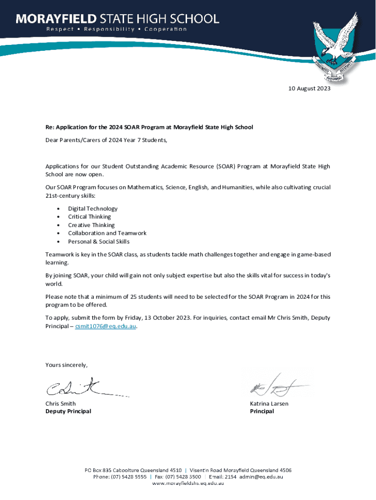 Fillable Online Morayfield State High School (morayfieldshs) Fax Email ...