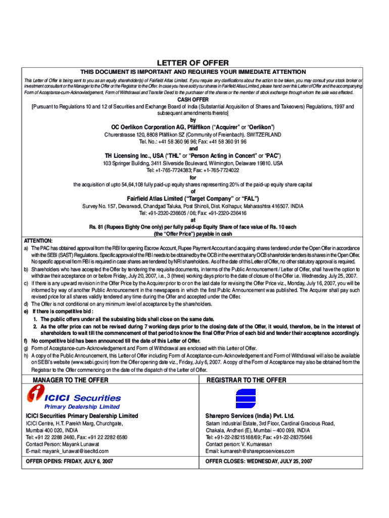 Fillable Online Fillable Online This offer letter (Offer Letter) is ...