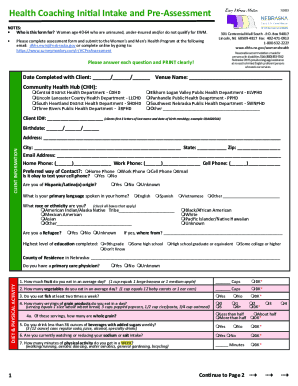 Fillable Online dhhs ne Health Coach Intake Form & TemplateFree PDF ...