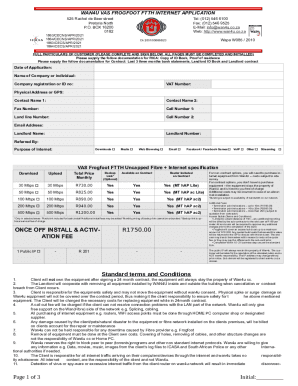 Fillable Online wan4u co WAN4U FIBRE INTERNET APPLICATION Page 1 of 3 ...