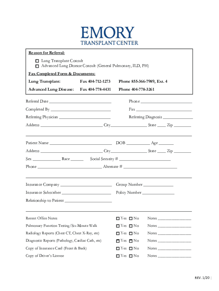 Fillable Online Indications for lung transplant referral and listing ...