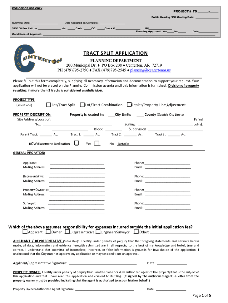 Fillable Online tract split application Fax Email Print - pdfFiller
