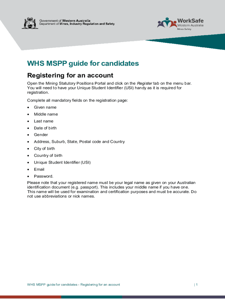Fillable Online WHS MSPP guide for candidates - Registering for an ...