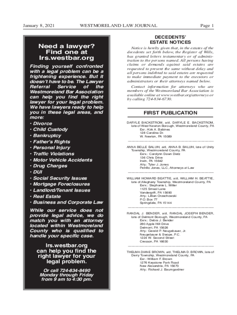 Fillable Online DARYLE BACKSTROM, a/d, DARYLE E Fax Email Print - pdfFiller