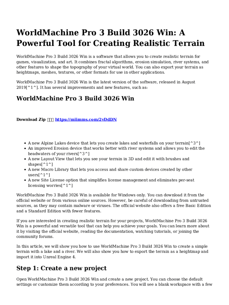 Fillable Online World Machine: Terrain & Height Map Generator - Game ...