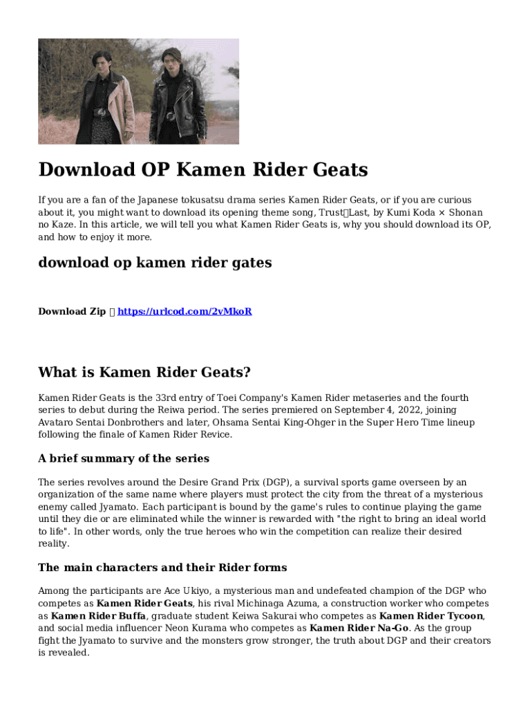 Fillable Online Kamen Rider Geats Full Series Movies English Sub Fax Email Print - pdfFiller