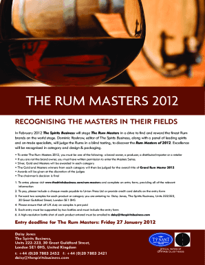 Fillable Online Rum Masters Entry Form 2012:Layout 1 Fax Email Print ...