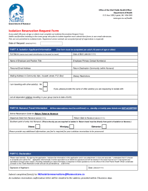 Fillable Online gov nu Isolation Reservation Request Form Fax Email ...
