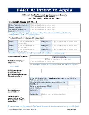 PART B: Application to accompany PBAC Submission Doc Template | pdfFiller