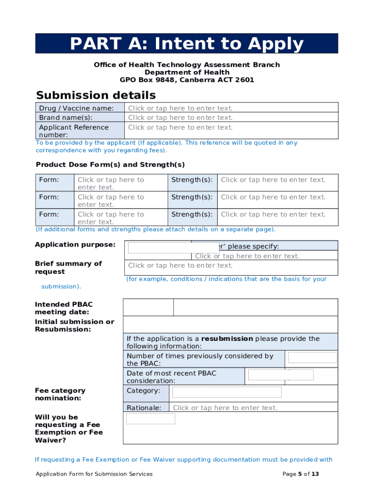 PART B: Application to accompany PBAC Submission Doc Template | pdfFiller