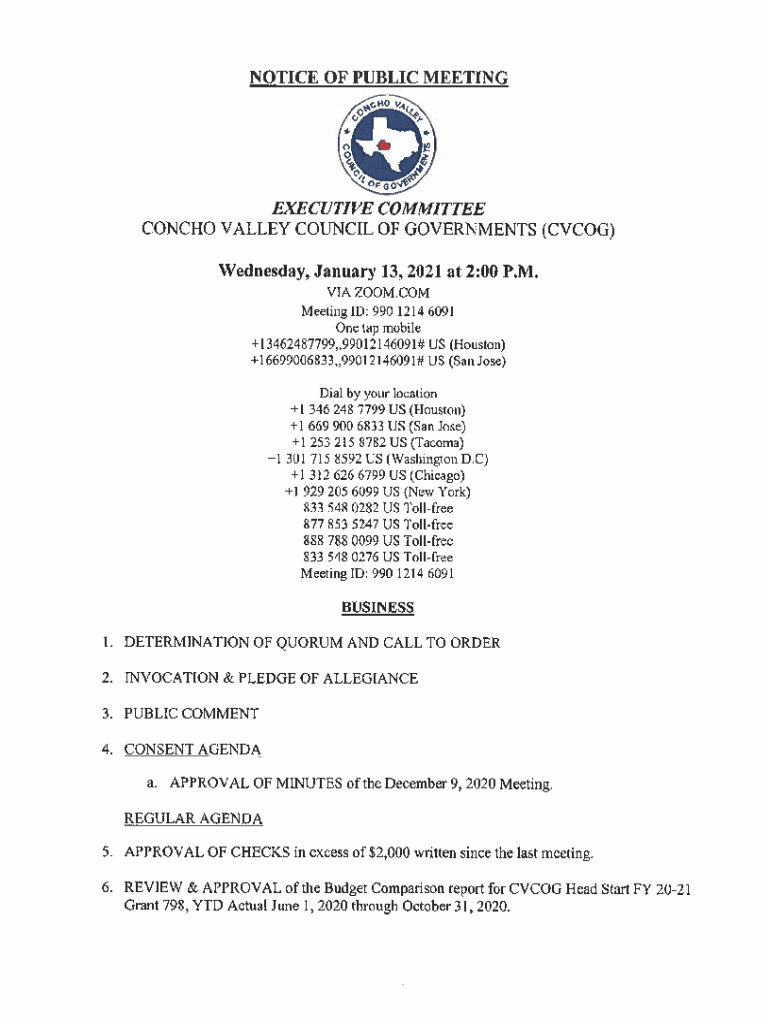 Fillable Online Agendas - Executive Committee Fax Email Print - pdfFiller