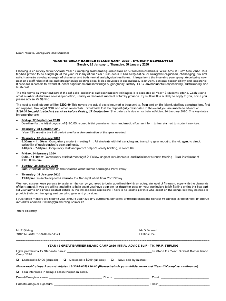 Fillable Online Dear Parents, Caregivers and Students Fax Email Print - pdfFiller