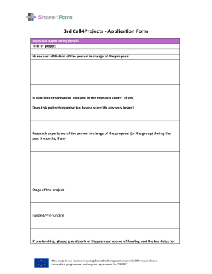 Fillable Online 3rd Call4Projects - Application Form Fax Email Print ...