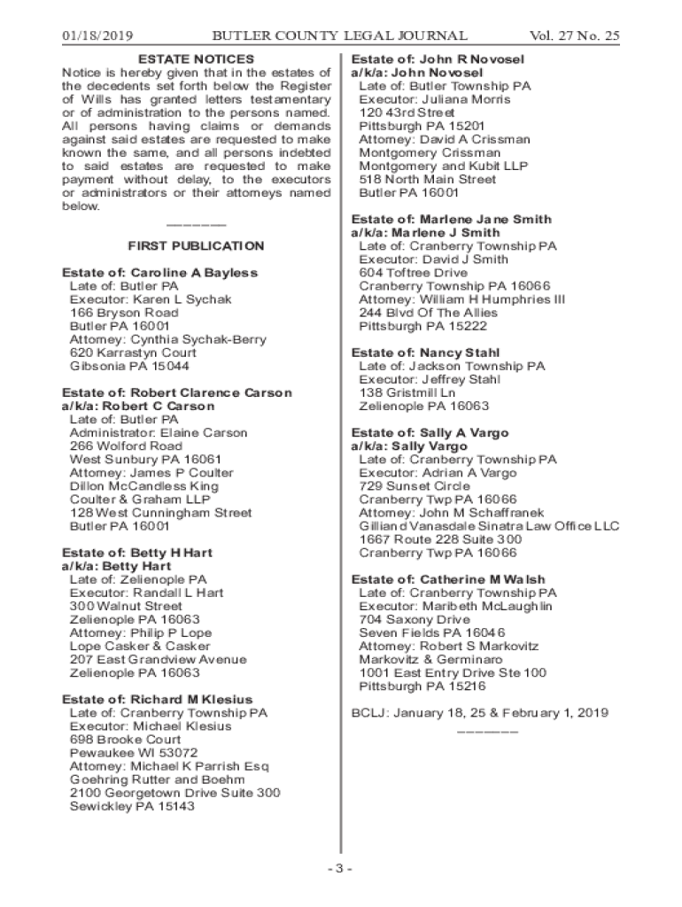 Fillable Online Estate of: Caroline A Bayless Fax Email Print - pdfFiller