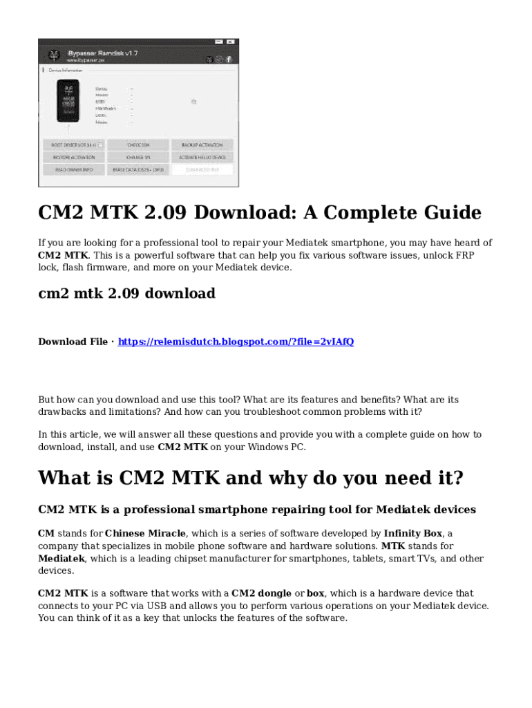 Fillable Online What Is CM2 MTK 2 09 And How To Use It For MTK Cell