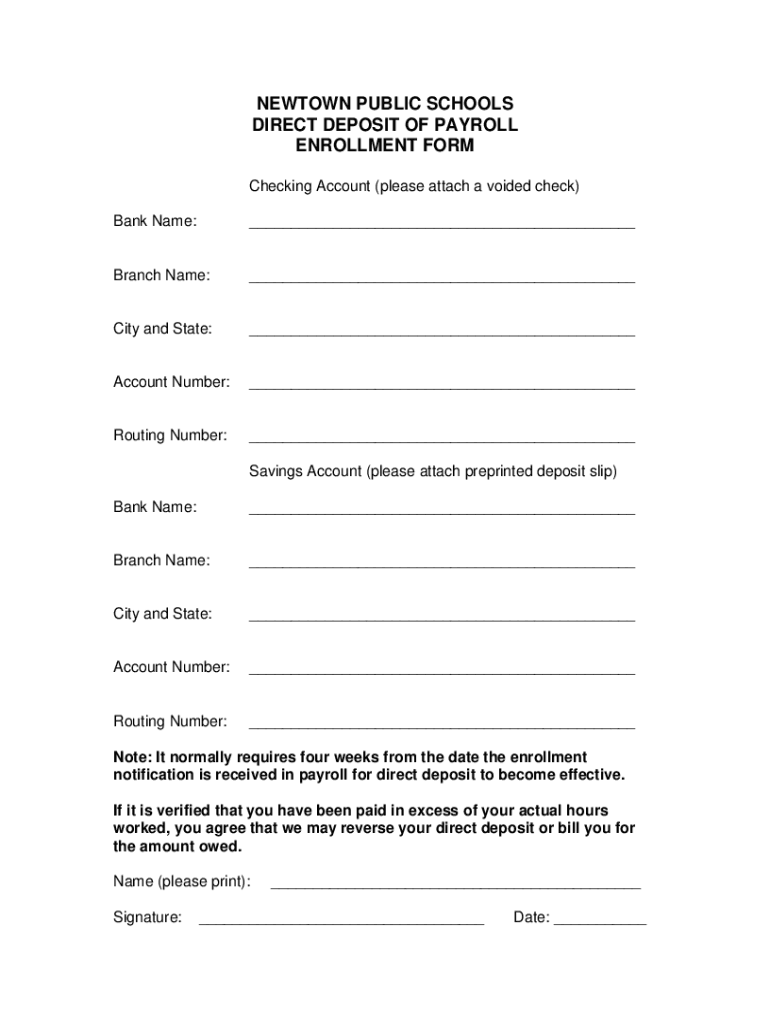 Fillable Online Direct Deposit of Payroll Enrollment Form Fax Email ...