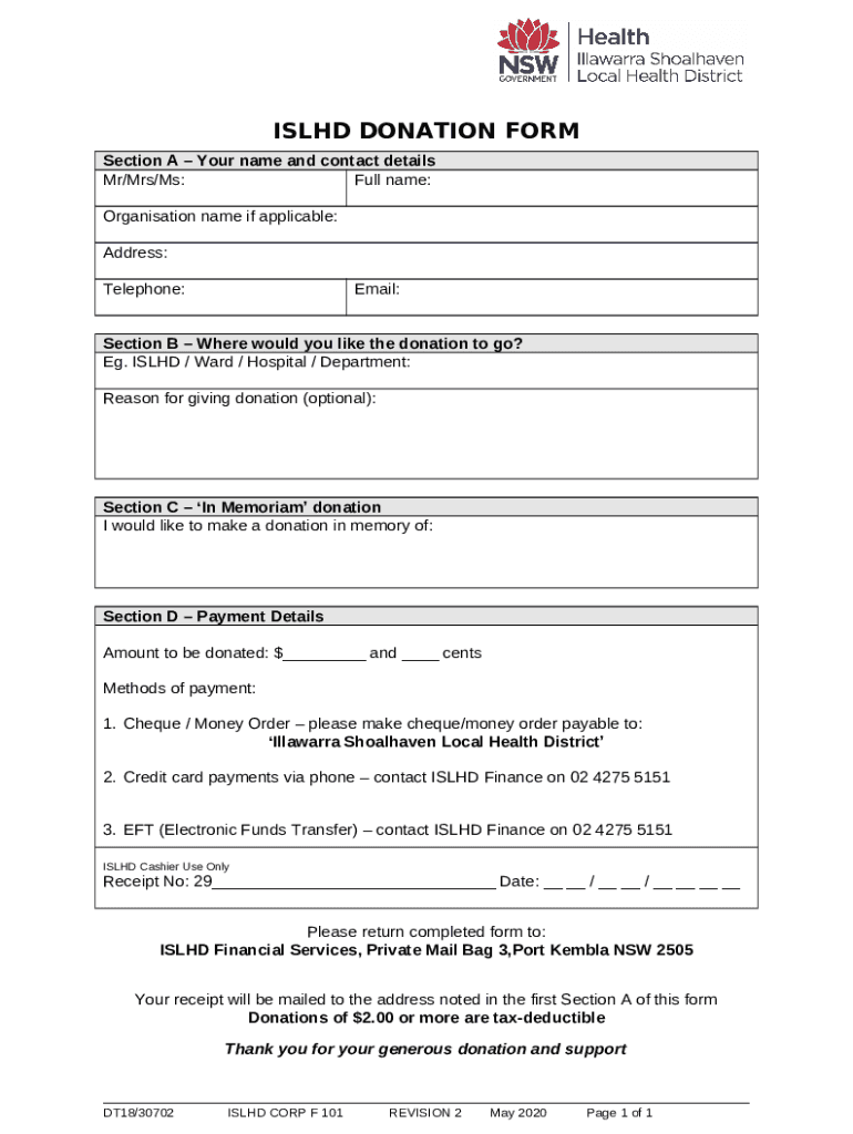 islhd donation Doc Template | pdfFiller