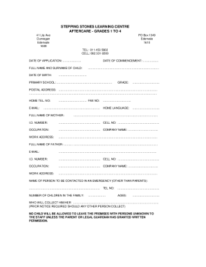 Fillable Online Enrollment Form - Aftercare.xlsx Fax Email Print ...